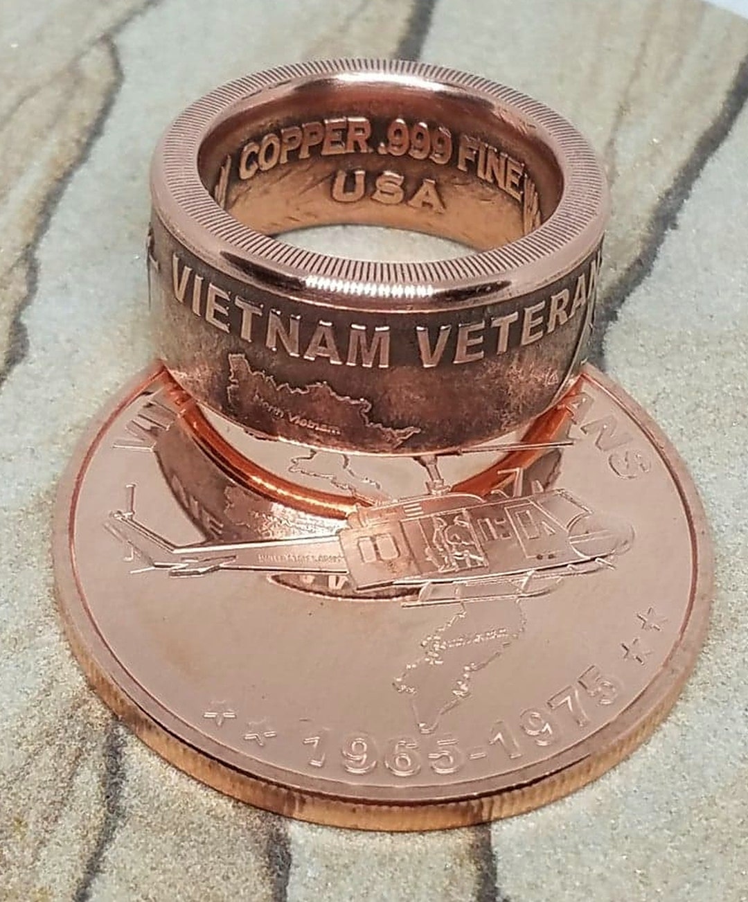 Handcrafted Vietnam Veterans Coin Ring - Unique Tribute to American ...