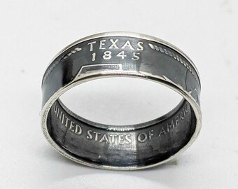 90% Silver Texas Coin Ring - Silver State Quarter Rings - Texas Ring ...