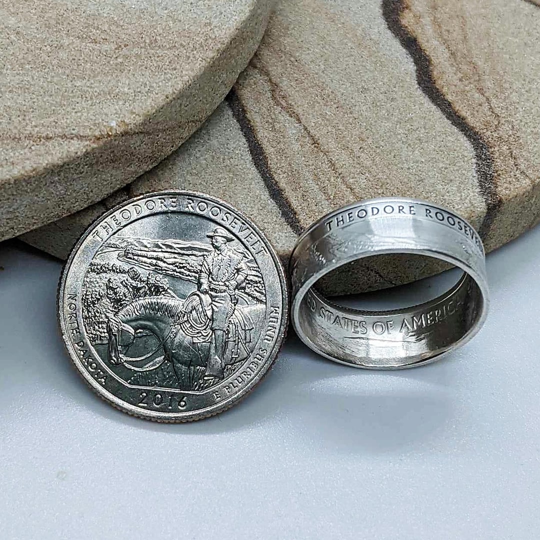 Coin Ring Made From SILVER Theodore Roosevelt National Park Quarter ...