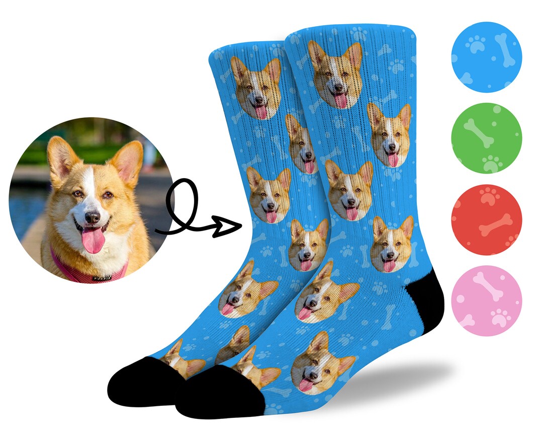 Custom DOG Socks Photo Puppy Pet Face Socks Hopsocks - Etsy