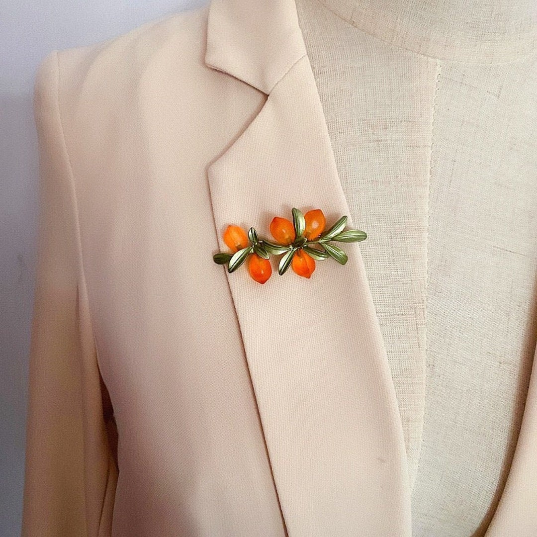 Orange Brooch,glass Brooch,berry Brooch,miniature Brooch,minimalist ...