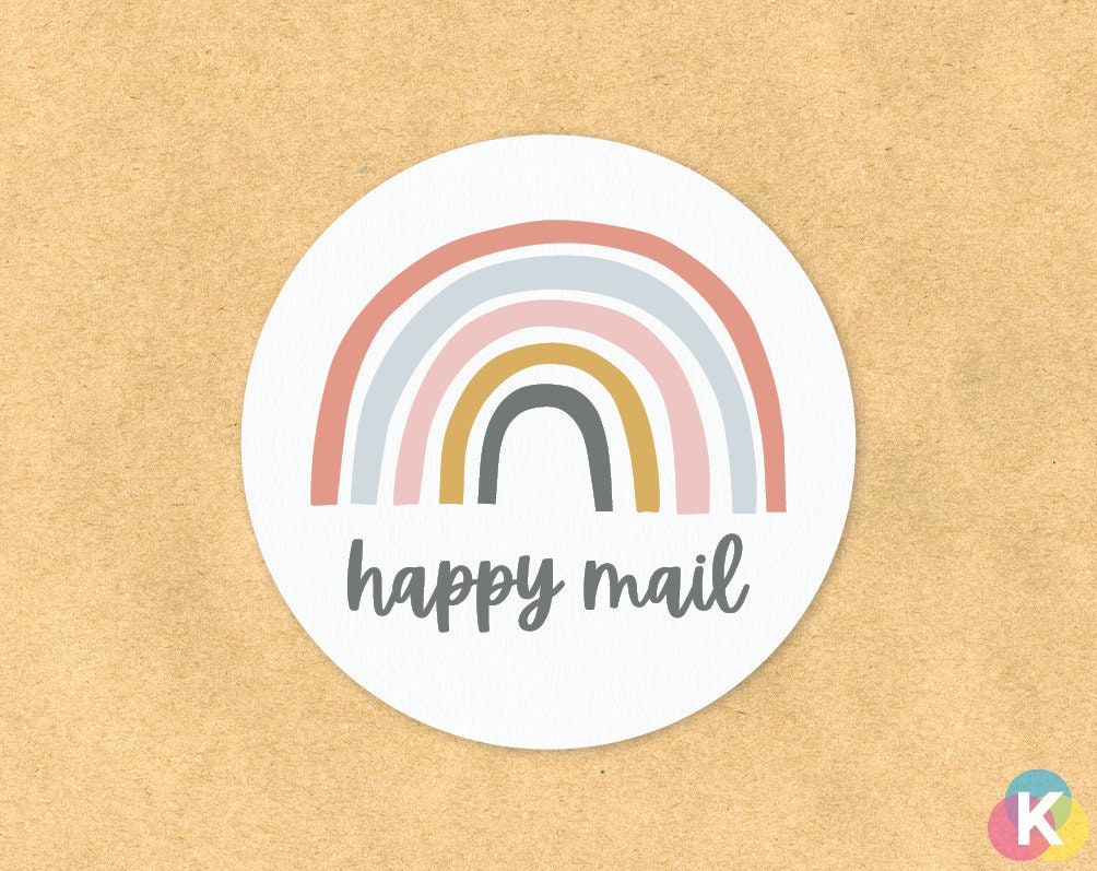 Adesivi Rainbow Happy Mail, Adesivi Carini, Adesivi da Imballaggio ...