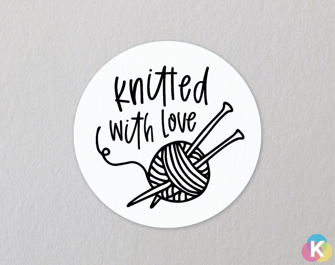Knitting Stickers, Knitted With Love Stickers, Packaging Stickers, Made ...