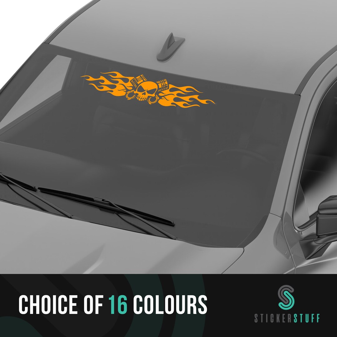 Flaming Skull Piston Head Vinyl Decal Sticker for Van Car Truck Window ...