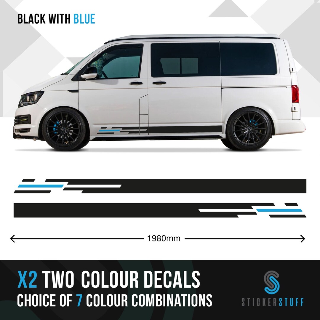Van Side Stripes Decal Vinyl Customisable Sticker Suitable for VW ...