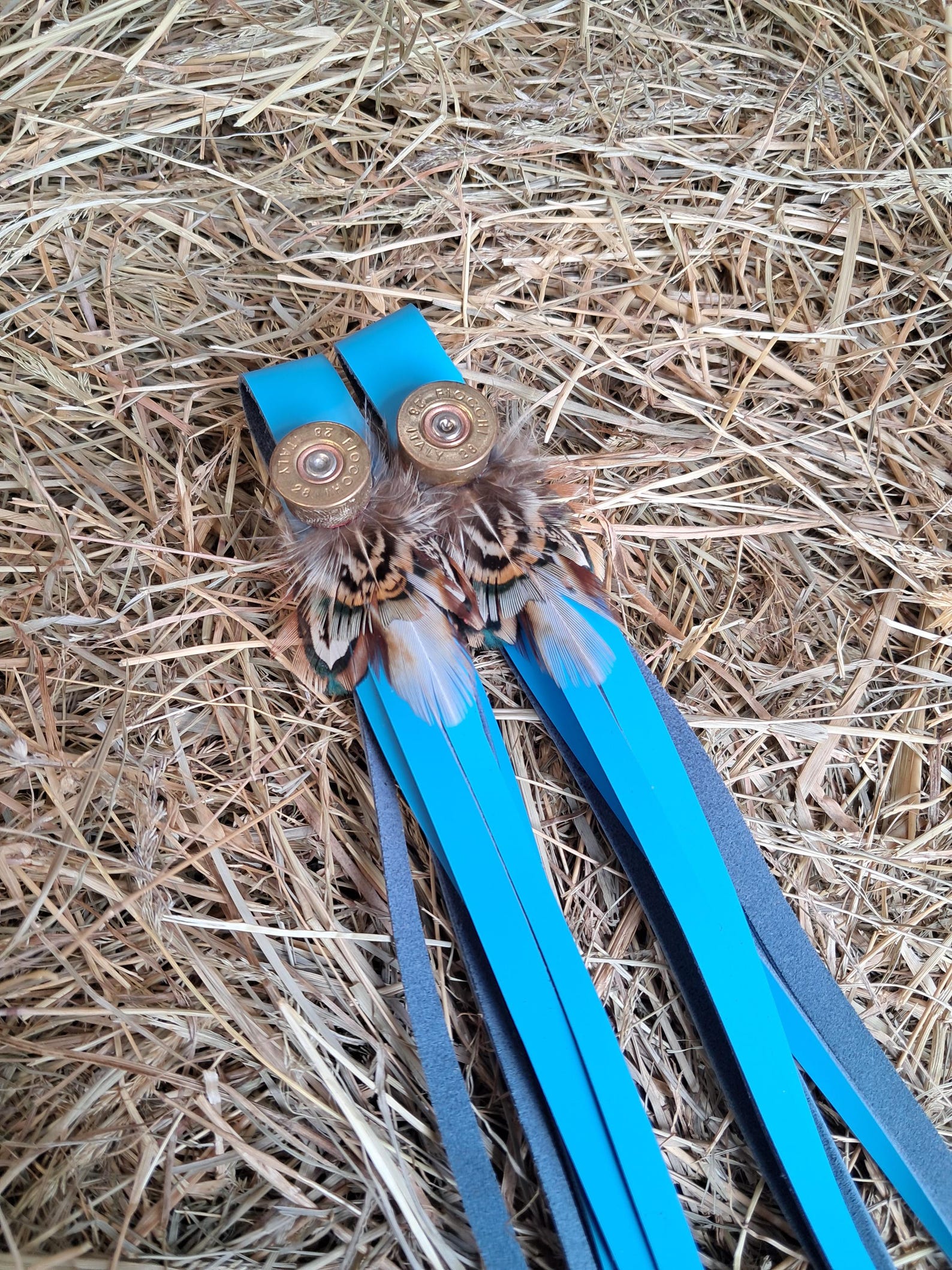 Matt Blue Leather, Cartridge and Feather Boot Tassels - Etsy