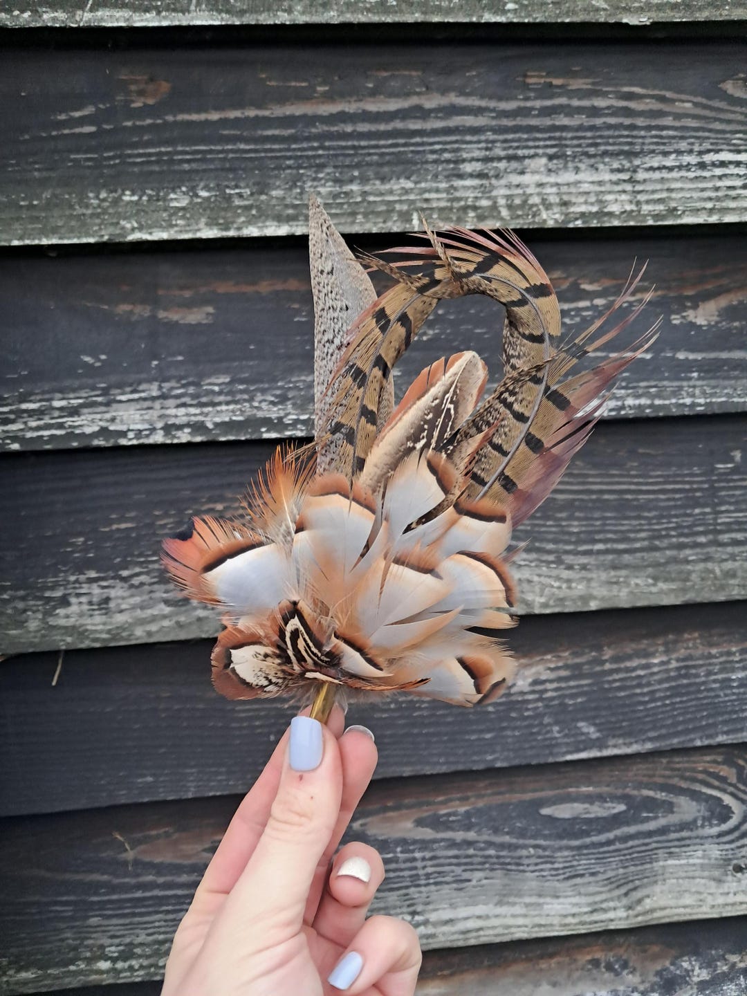 Game Feather and Small Rifle Shell Pin, Pheasant Feather Brooch ...