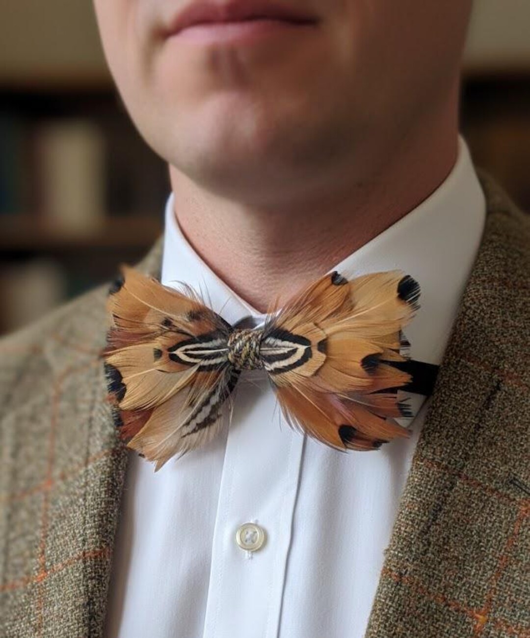 Handmade Pheasant Feather Bow Tie With Harris Tweed - Etsy