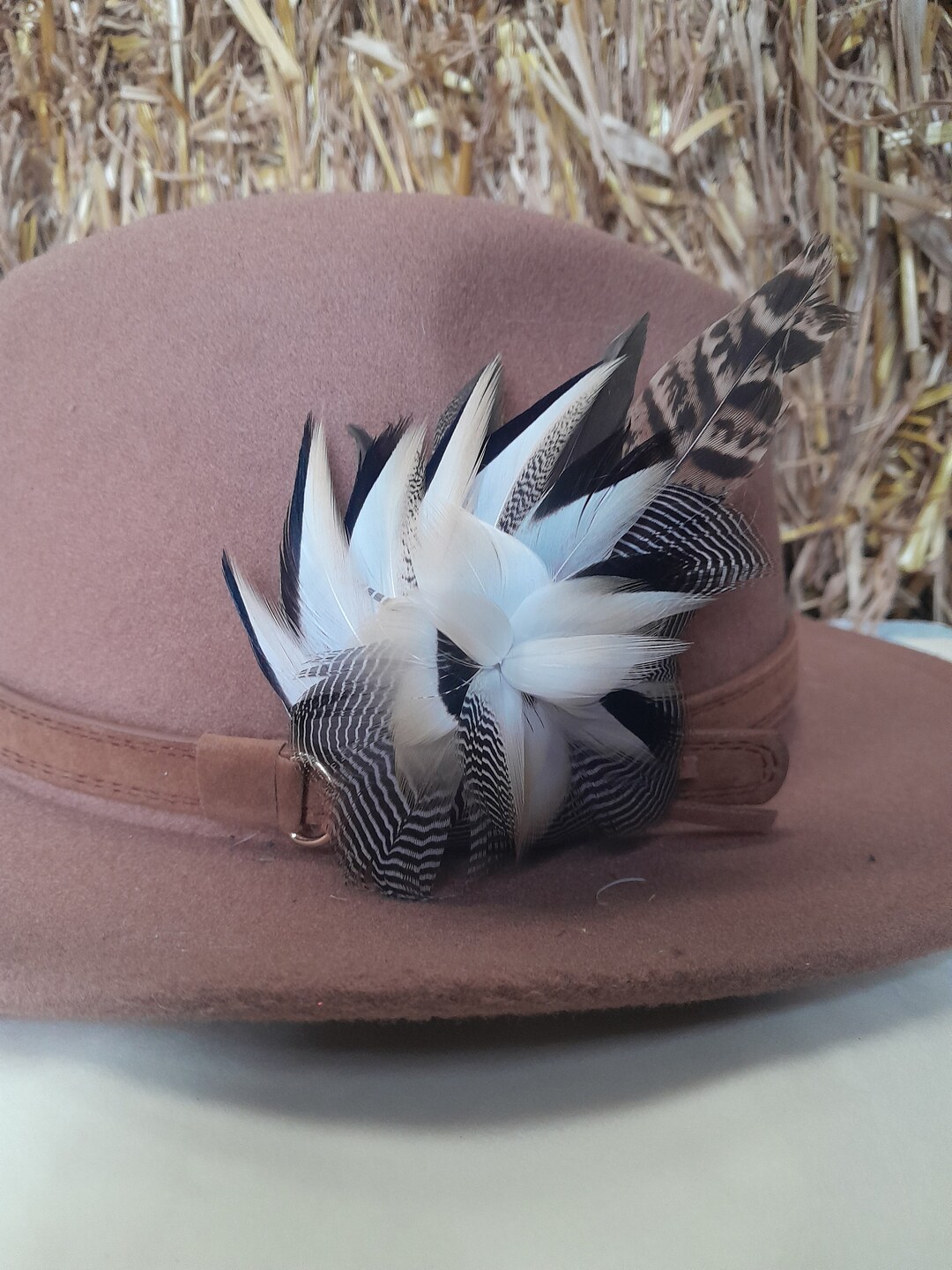 Game Feather and Small Rifle Shell Pin, Pheasant Feather Brooch ...