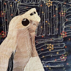 Lunar Hare Textile Collage Wall Art FREE SHIPPING - Etsy