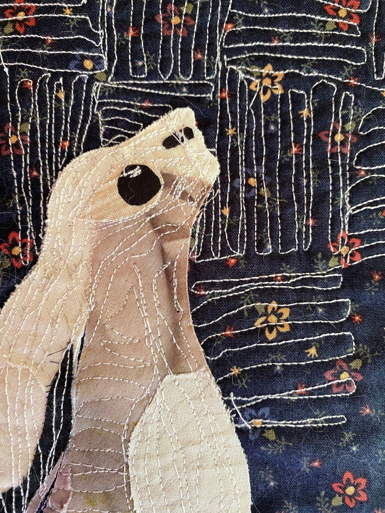 Lunar Hare Textile Collage Wall Art FREE SHIPPING - Etsy