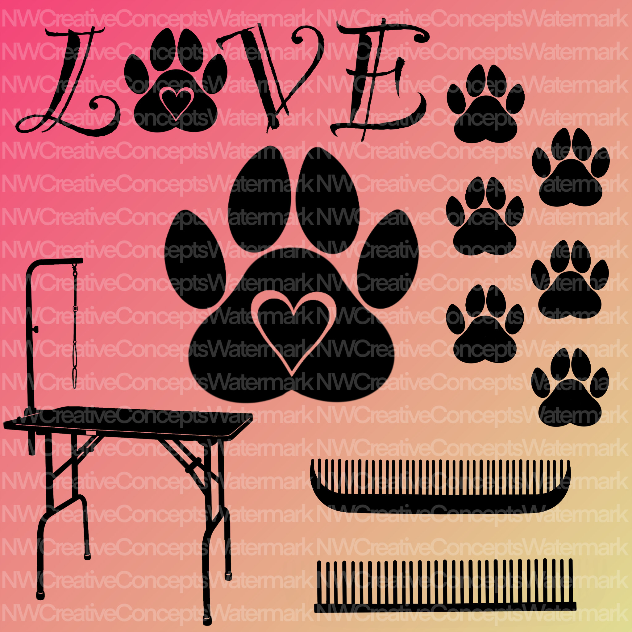 Dog Grooming Tools SVG & PNG Download - Etsy