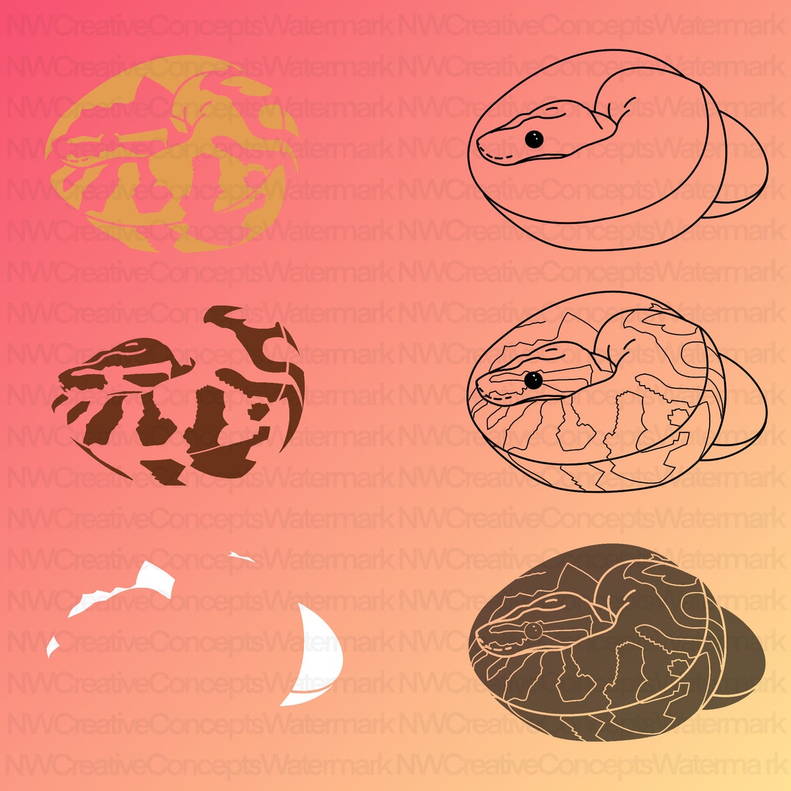 Snake SVG, Piebald Ball Python Snake SVG & PNG Download - Etsy