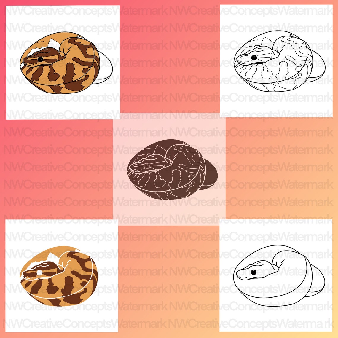Snake SVG, Piebald Ball Python Snake SVG & PNG Download - Etsy