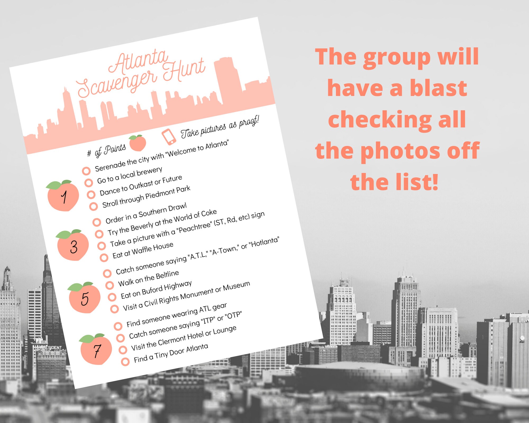 Atlanta Georgia Scavenger Hunt Game Printable, Birthday - Etsy