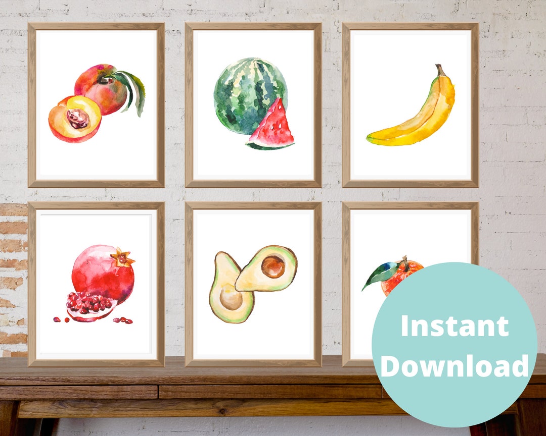 Watercolor Fruit Art Prints | Includes 12 Prints for the Price | 5x7 ...