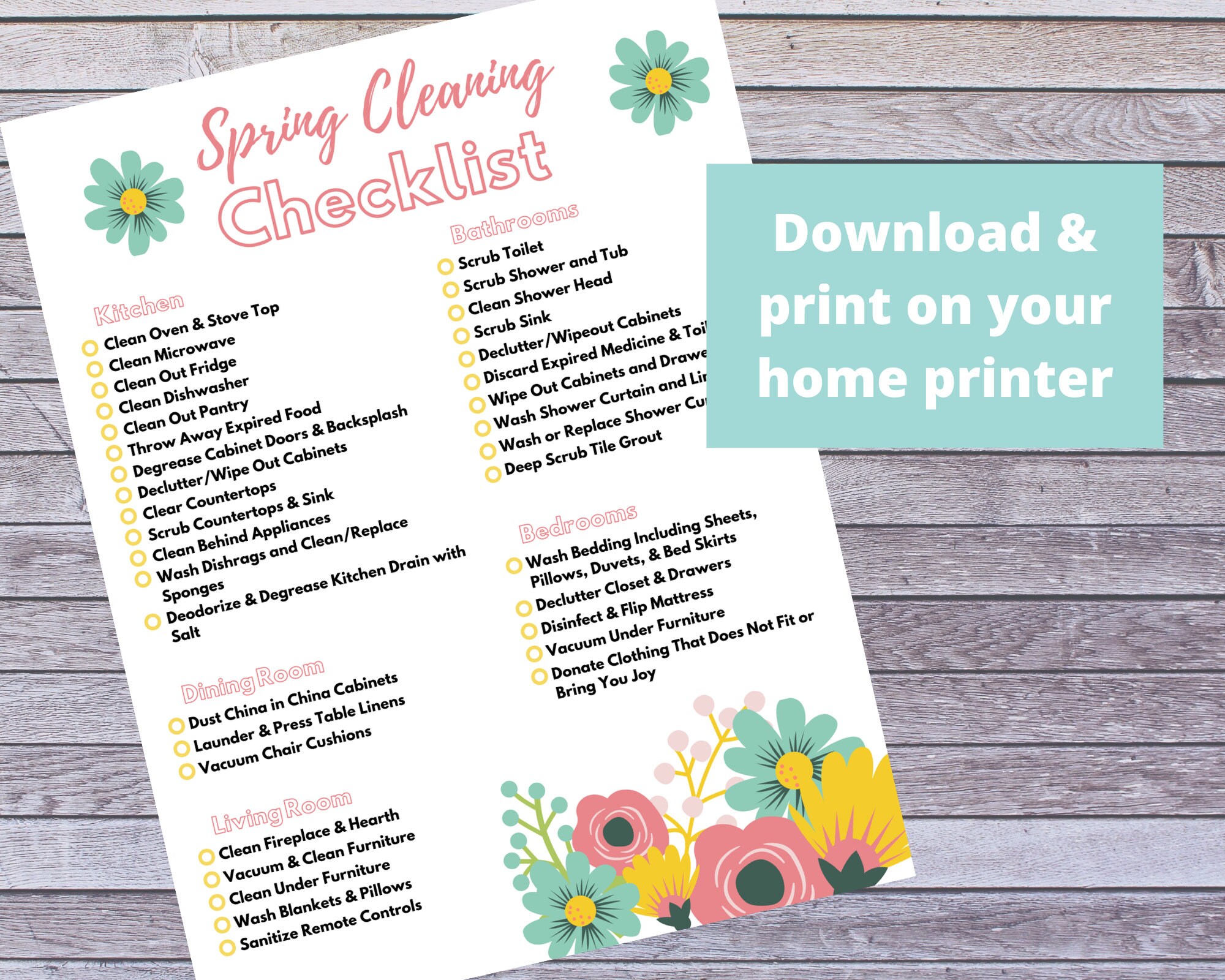 Spring Cleaning Checklist | Deep Clean Checklist |cleaning Printable ...