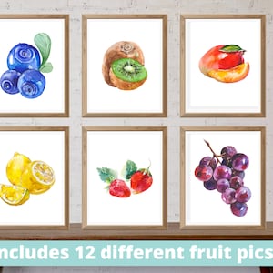 Watercolor Fruit Art Prints | Includes 12 Prints for the Price | 5x7 ...