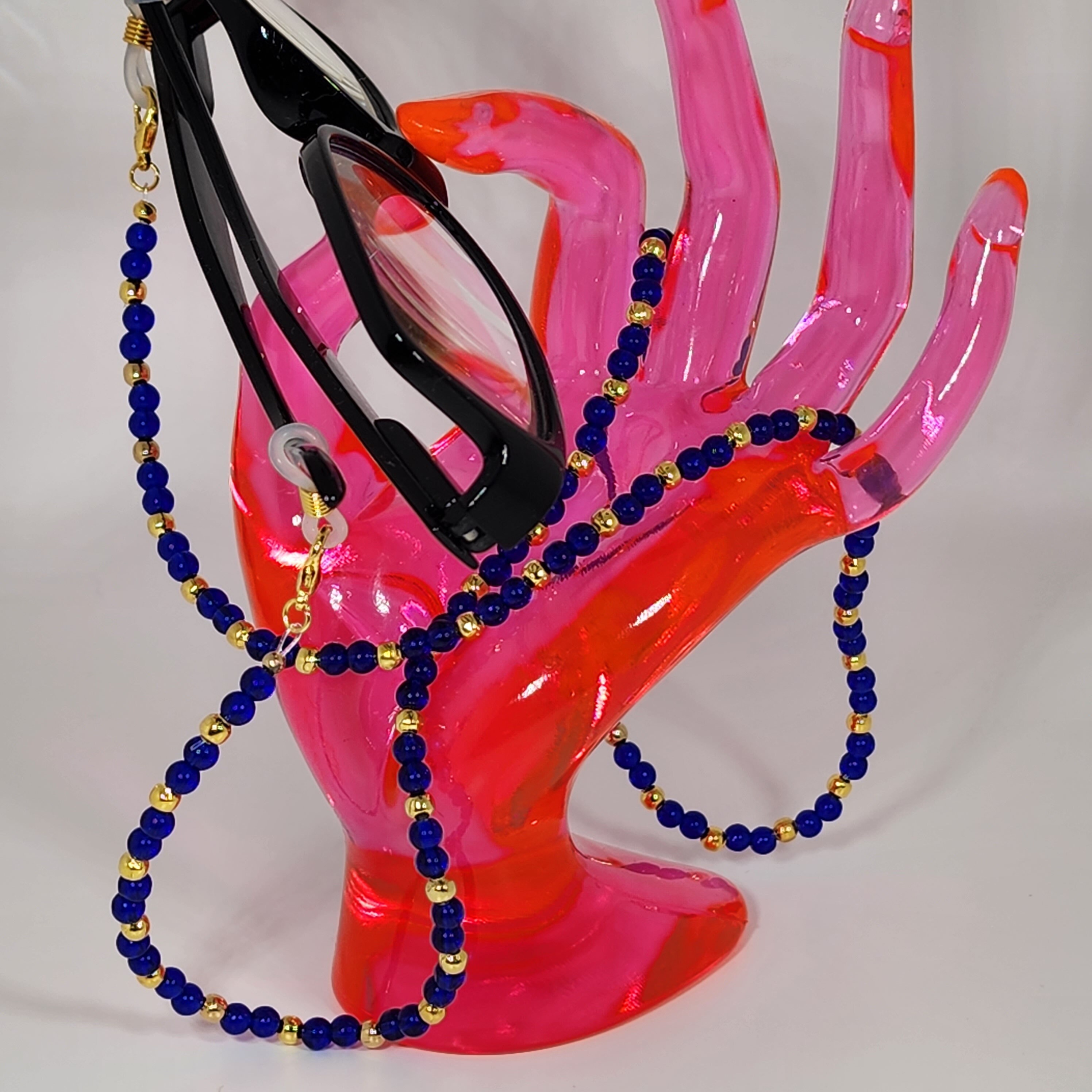 Blue And Gold Eyeglass Chain Etsy