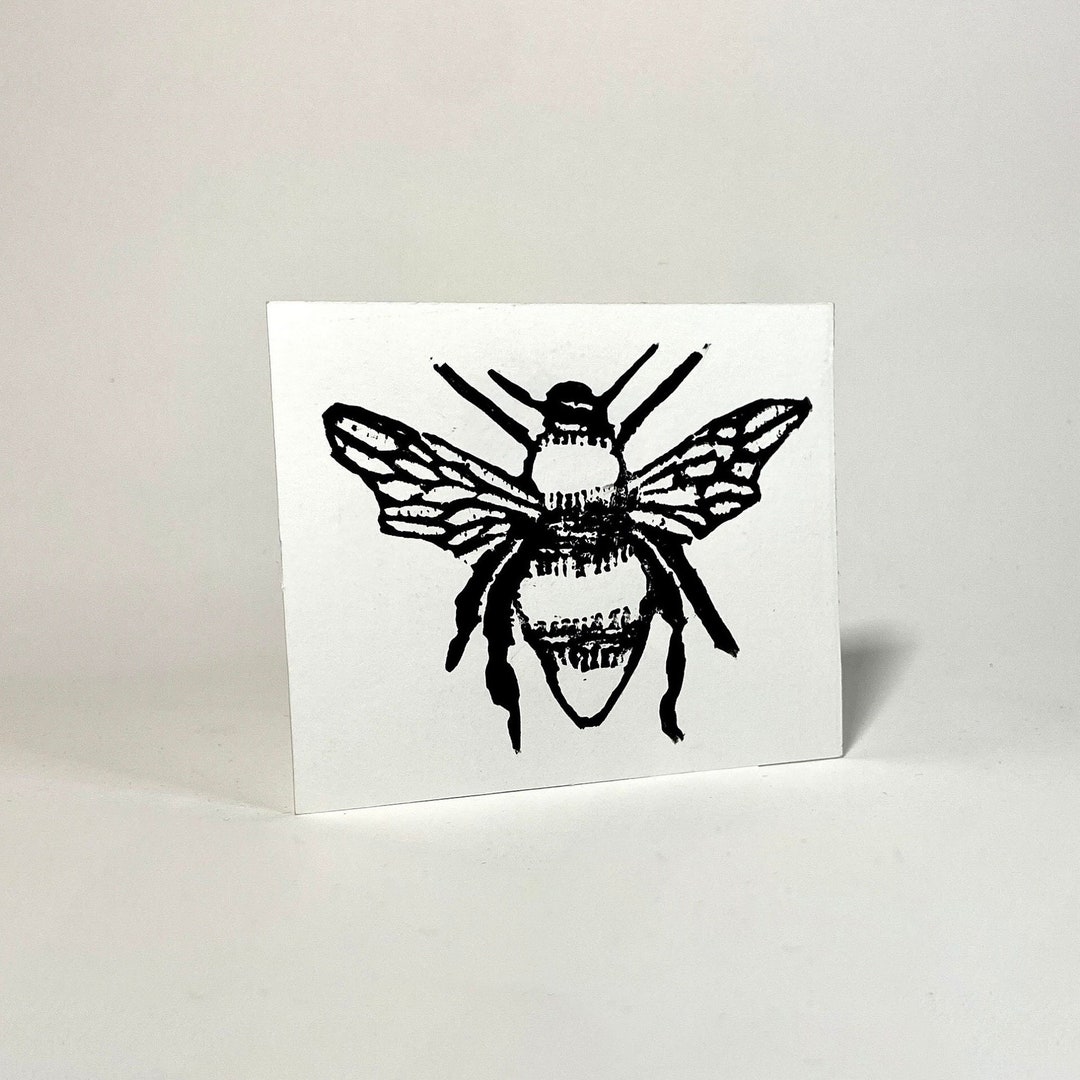 Linocut Bee - Etsy