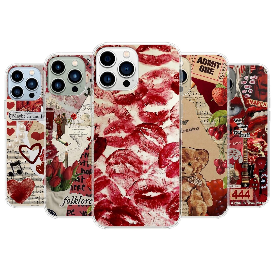 Vintage Love Phone Case - Romantic Kiss Coque Red Heart Gift for iPhone ...