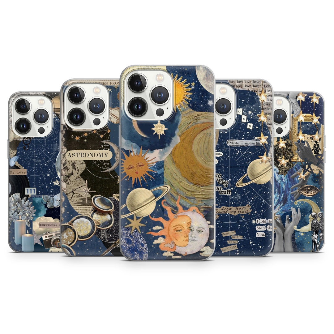 Moon Celestial Phone Case - Aesthetic Astronomy Cover for iPhone 14 Pro ...
