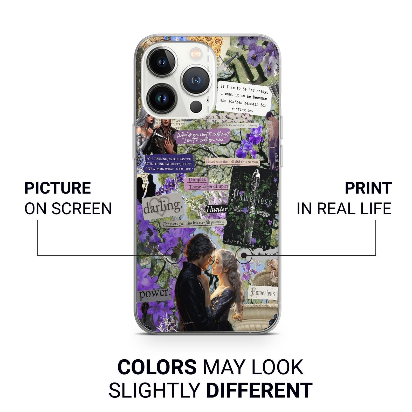 Powerless Book Phone Case - Booktok Reckless Powerful Collage Art Cover ...