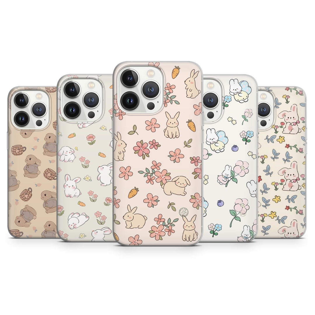 Cute Bunny Phone Case - Aesthetic Rabbit Nature Core Cover for iPhone ...