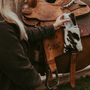 Shorty Cowhide Saddle Drink Holder, Saddle Cell Phone Holder, Horse ...