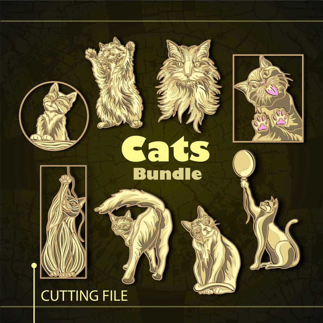 Bundle Cat Multilayer SVG/ Cat CNC File/ Cricut File/ Cutting File Svg ...