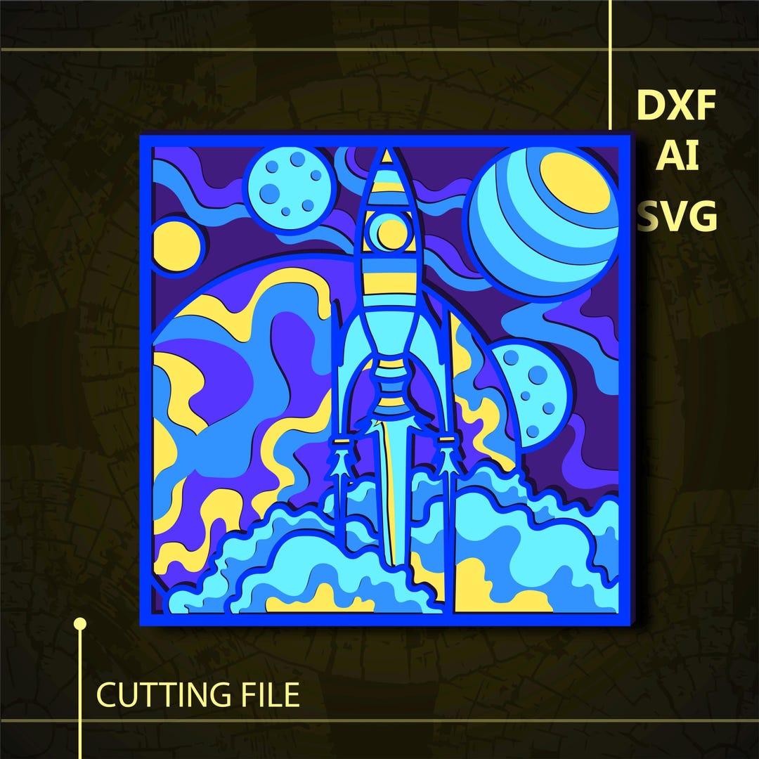 Rocket in Space Multilayer SVG. CNC. Cricut. Paper Cutting. Laser Cut ...