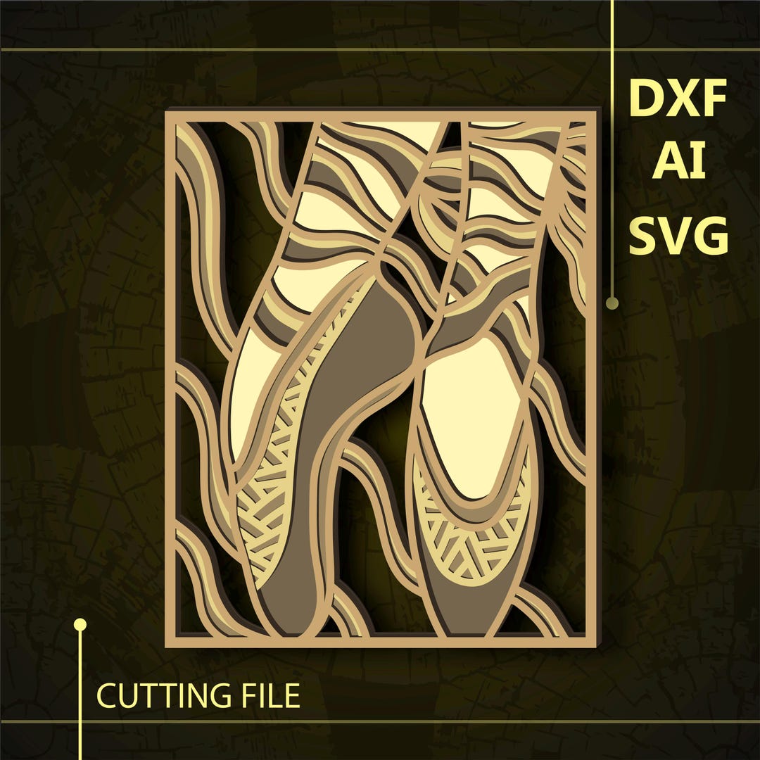 Pointe Shoes Multilayer SVG. CNC. Cricut. Paper Cutting. Laser Cut File ...