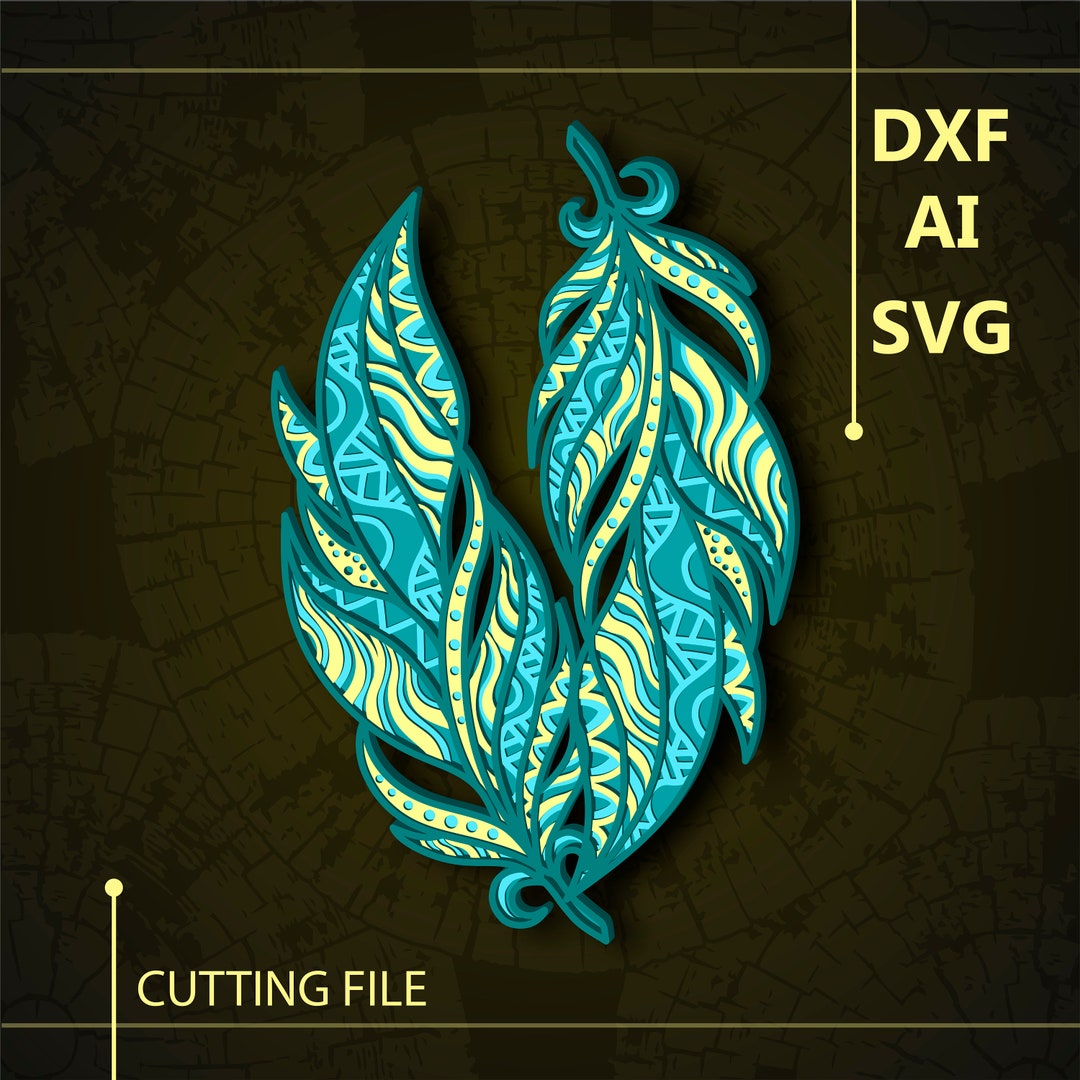 Feathers Multilayer SVG/ Feathers CNC/ Multilayer Svg/ Cutting File Svg ...