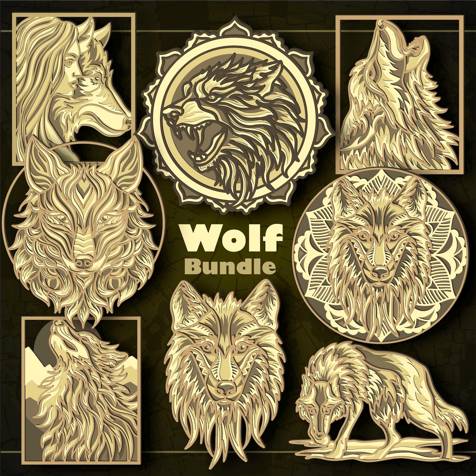 Bundle Wolf Multilayer SVG. CNC. Cricut. Paper Cutting. Laser Cut File ...