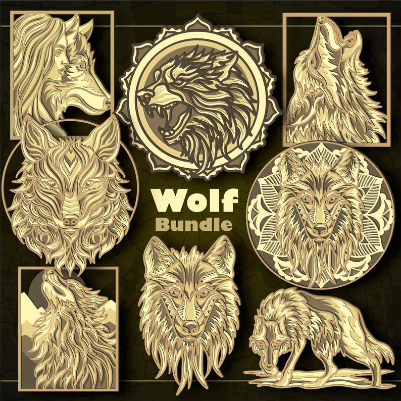 Bundle Wolf Multilayer SVG. CNC. Cricut. Paper Cutting. Laser Cut File ...