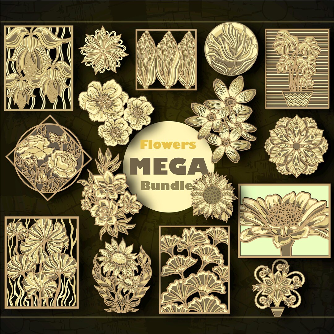 Mega Bundle Flowers Multilayer SVG/ Flowers CNC File/ Cricut File ...