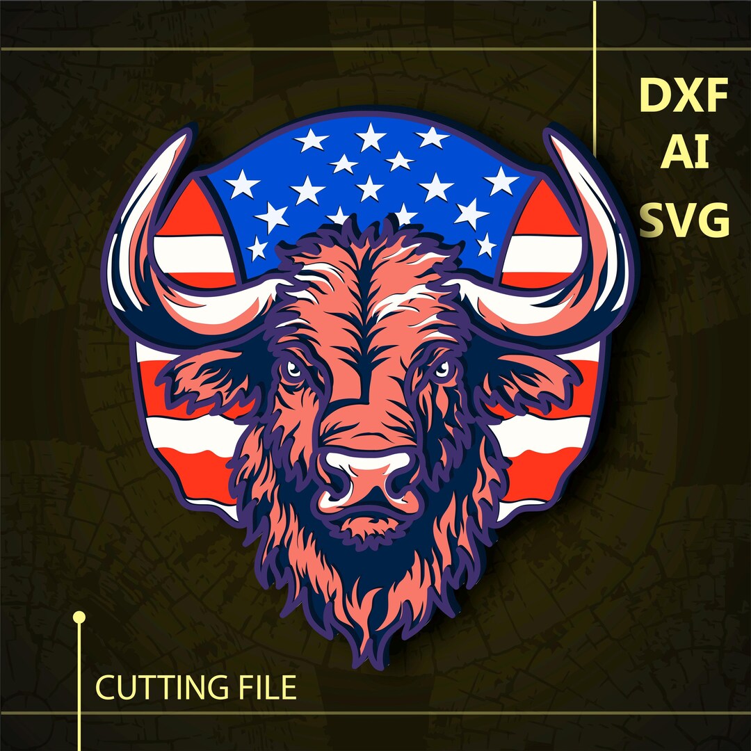 American Bull Multilayer SVG. CNC. Cricut. Paper Cutting. Laser Cut ...