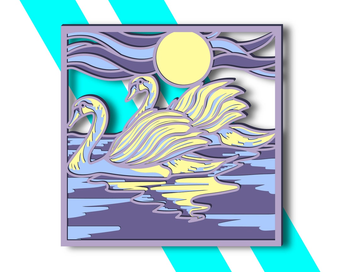 Swans Multilayer SVG/ Swans CNC/ Multilayer Svg/ Cutting File Svg ...