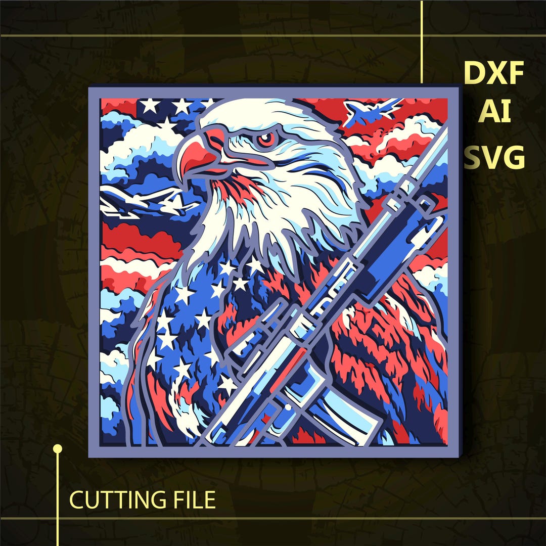 American Flag Eagle Multilayer SVG. CNC. Cricut. Paper Cutting. Laser ...