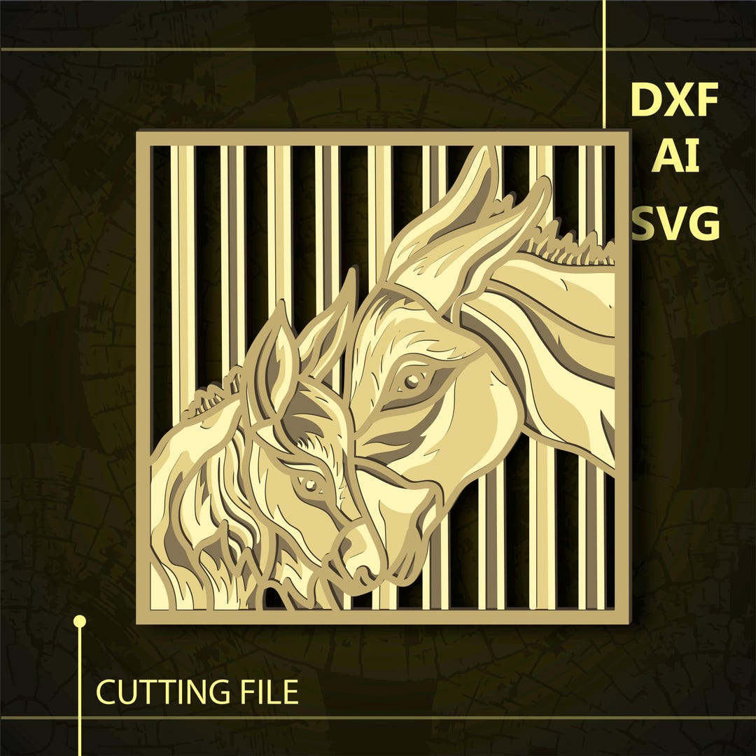 Donkeys Multilayer SVG. CNC. Cricut. Paper Cutting. Laser Cut File. 3D ...