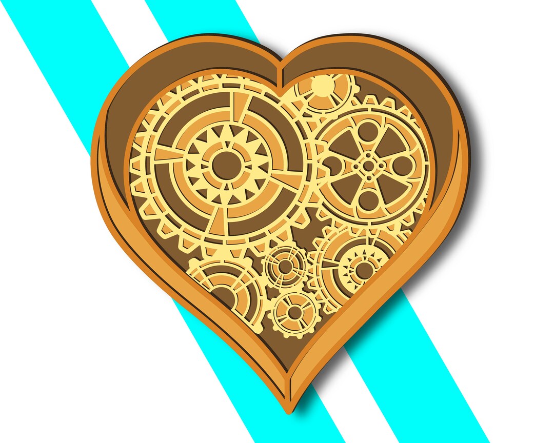 Clockwork Heart Multilayer SVG/ Clockwork Heart CNC/ Multilayer Svg ...