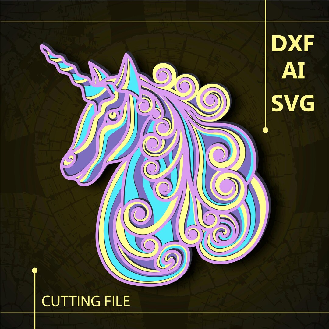 Unicorn Multilayer SVG. CNC. Cricut. Paper Cutting. Laser Cut File. 3D ...