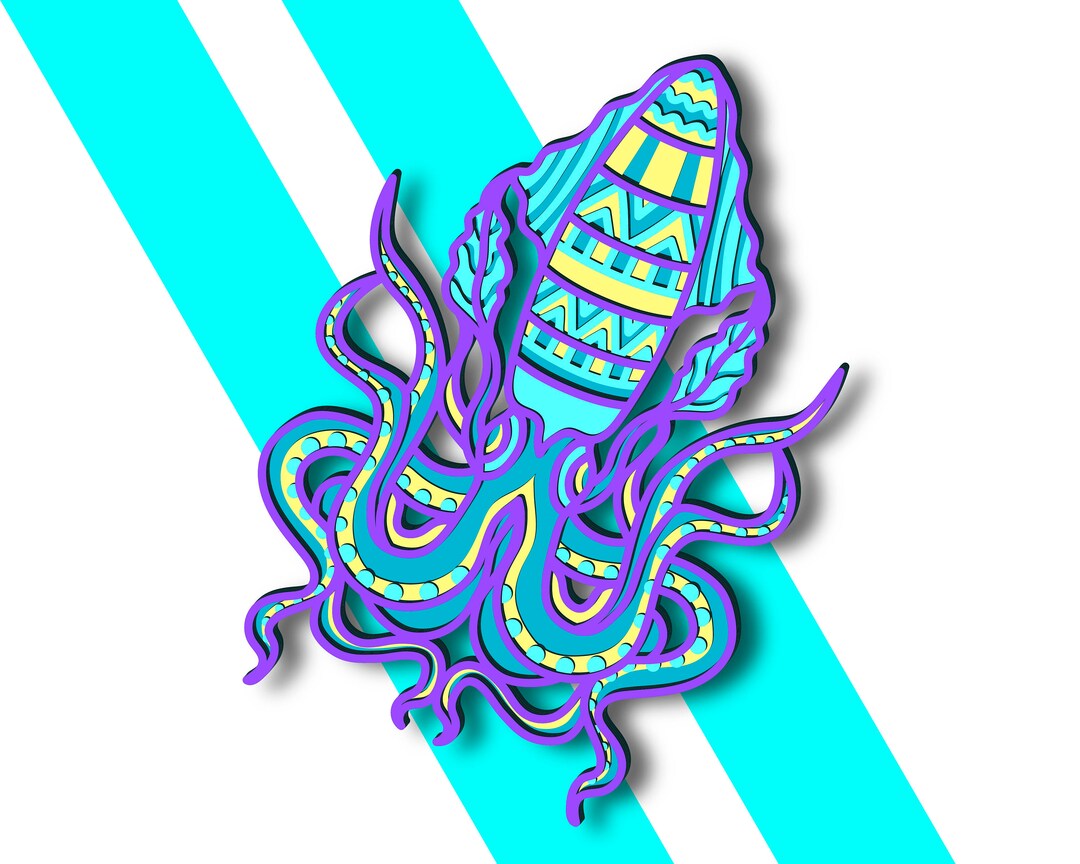 Squid Multilayer SVG/ Squid CNC/ Multilayer Svg/ Cutting File Svg ...