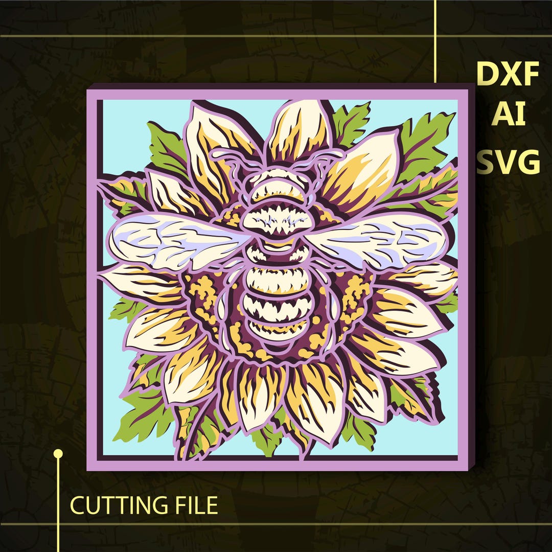 Bee on Flower Multilayer SVG. CNC. Cricut. Paper Cutting. Laser Cut ...