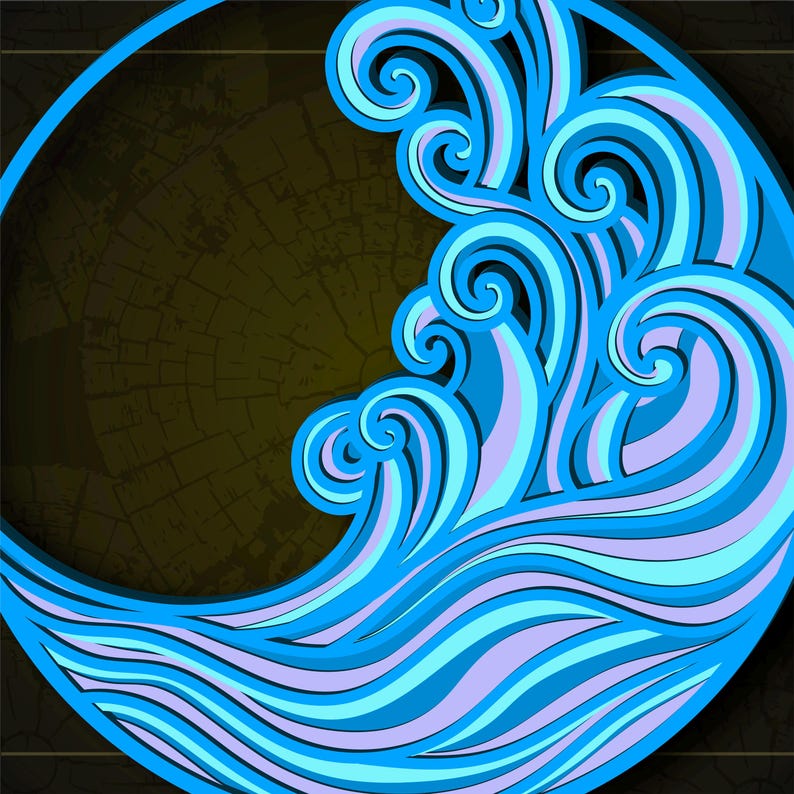 Waves Multilayer SVG. CNC. Cricut. Paper Cutting. Laser Cut File. 3D ...