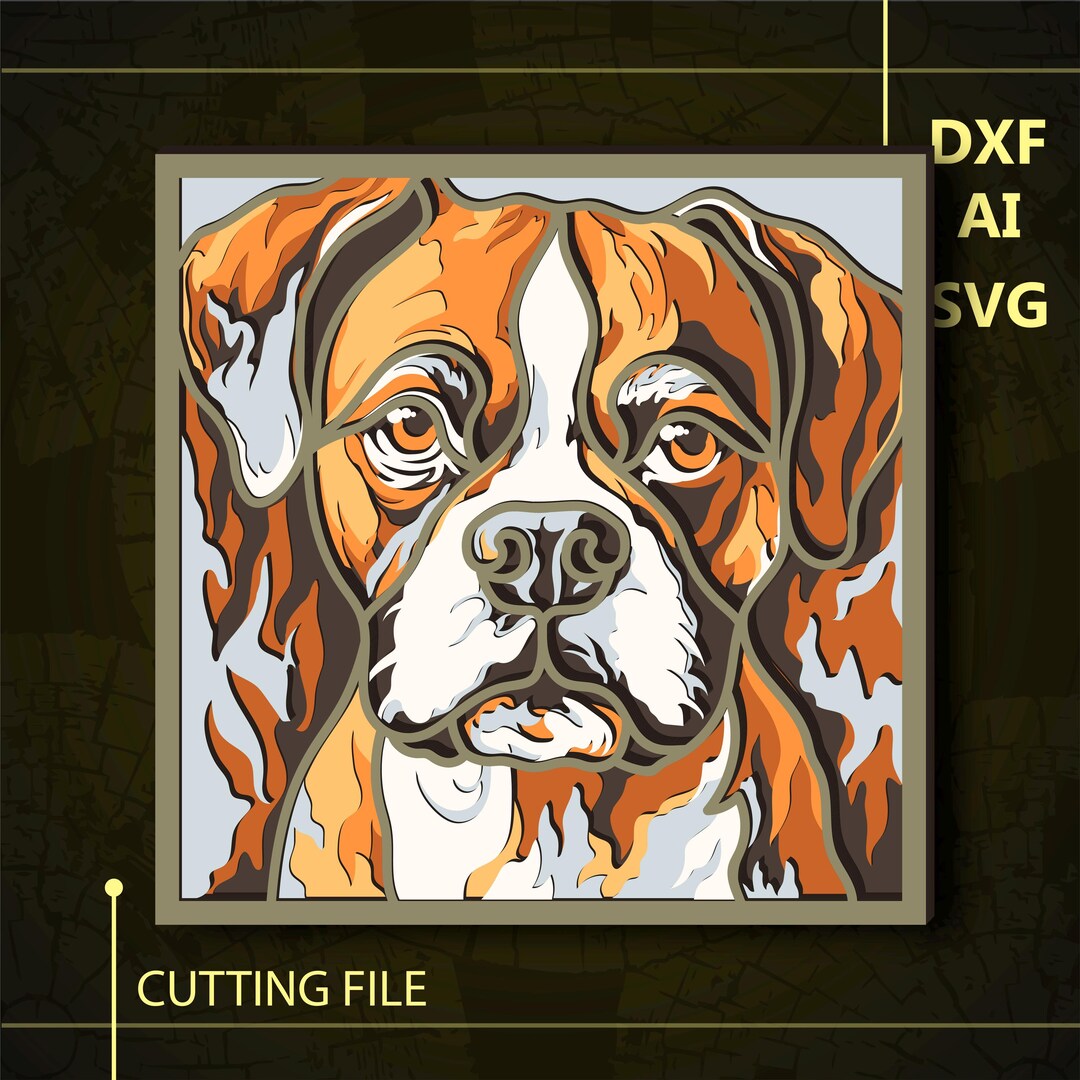 Boxer Dog Multilayer SVG. CNC. Cricut. Paper Cutting. Laser Cut File ...