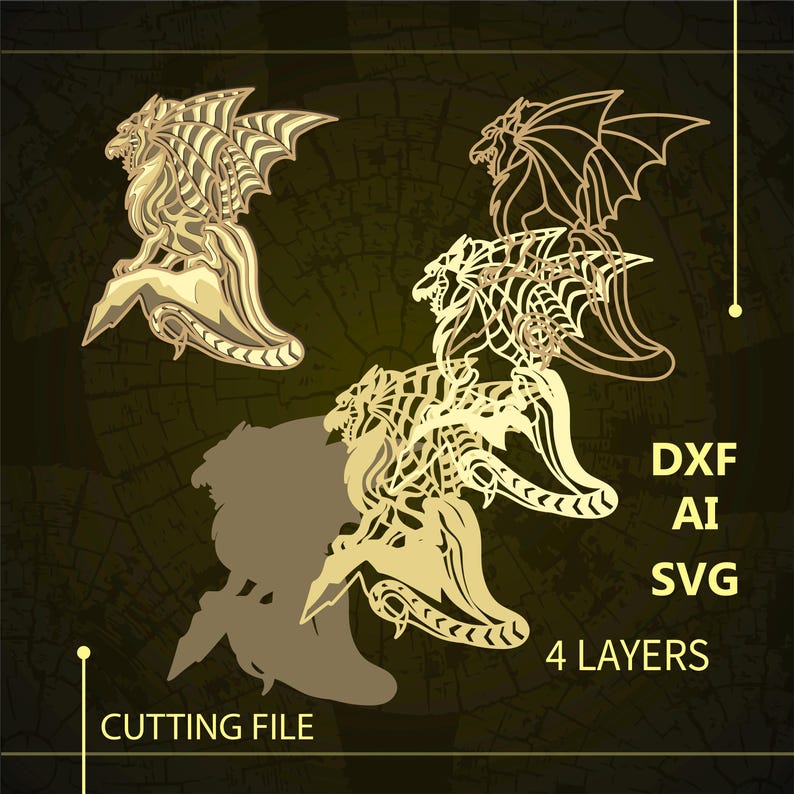 Dragon Multilayer SVG. CNC. Cricut. Paper Cutting. Laser Cut File. 3D ...