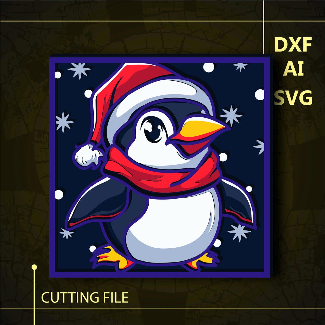 Christmas Penguin Multilayer SVG. CNC. Cricut. Paper Cutting. Laser Cut ...