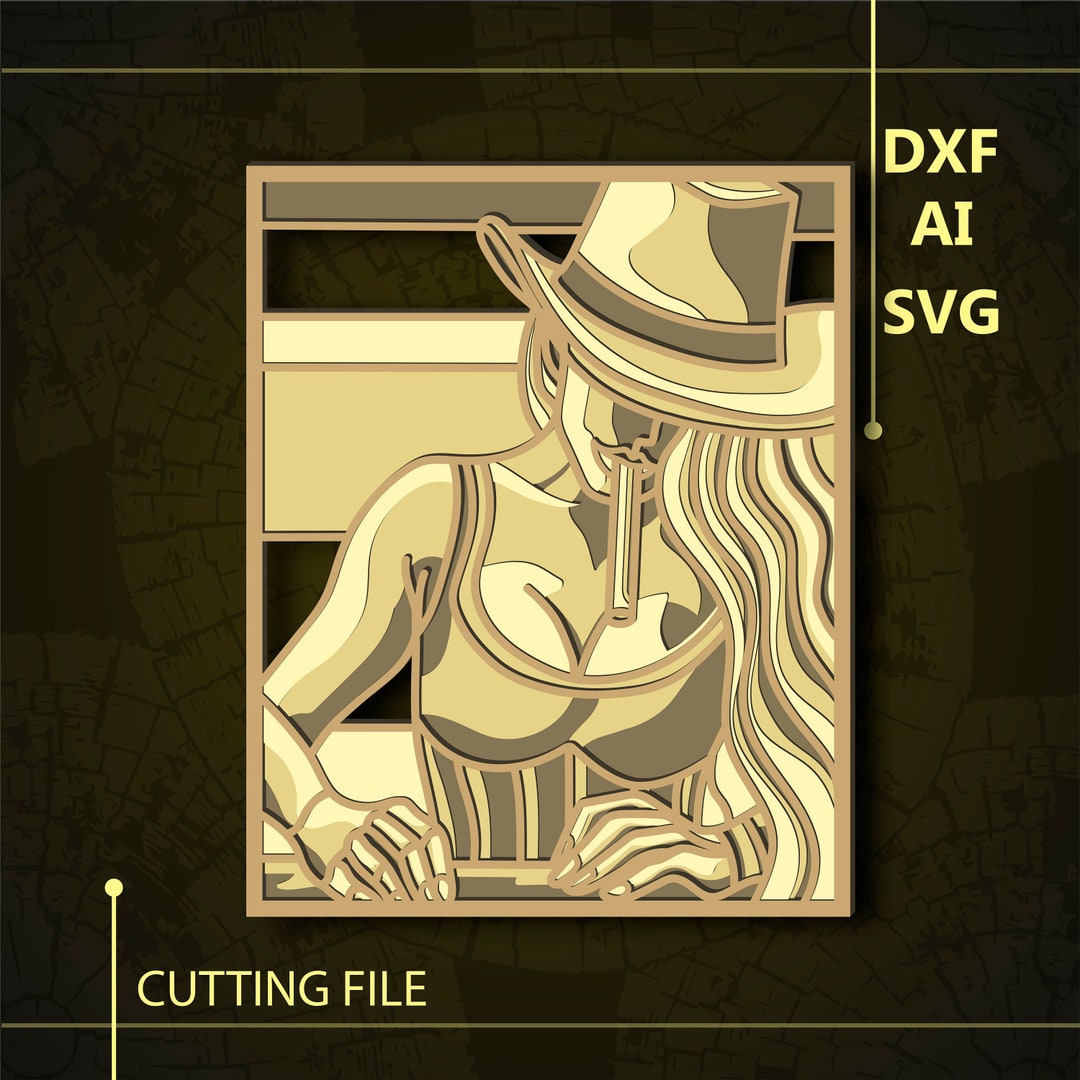 Woman Smoking a Cigar Multilayer SVG/ Woman Smoking a Cigar CNC File ...