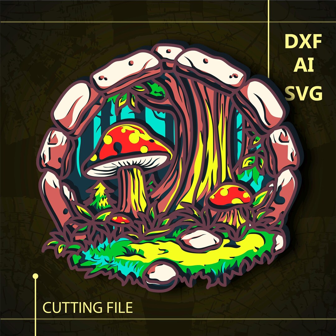 Mushrooms Multilayer SVG. CNC. Cricut. Paper Cutting. Laser Cut File ...